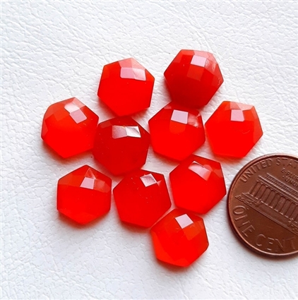 Carnelian Rose Cut Loose Gemstone Hexagon| Size :4MM TO 10 MM| Flat ...