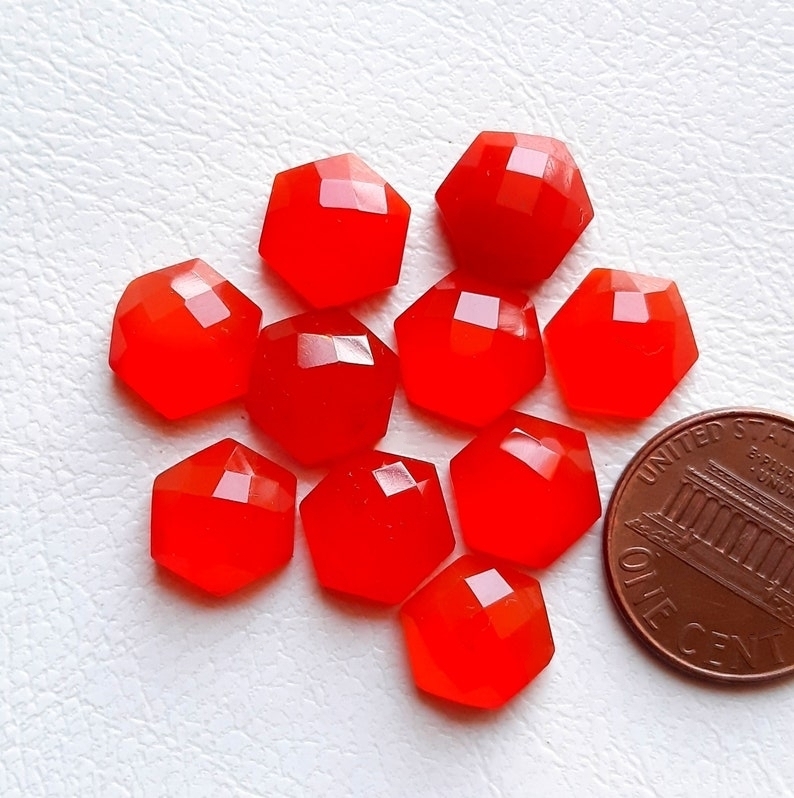 Carnelian Rose Cut Loose Gemstone Hexagon| Size :4MM TO 10 MM| Flat ...