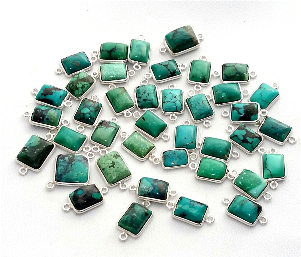 5 Pieces TURQUOISE Smooth rectangle shaped 925 sterling silver